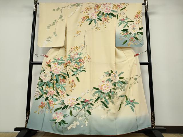 平和屋着物●本加賀友禅作家　矢田博　訪問着　枝花文　暈し染め　金彩　正絹　逸品　CABA1741ut