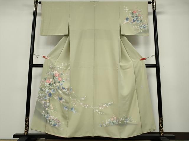平和屋着物●訪問着　友禅　作家物　枝花文　暈し染め　正絹　逸品　CABA1757ut