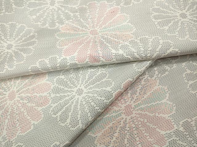 平和屋着物●本場大島紬　白大島　舞菊文　正絹　逸品　CABA1763ut