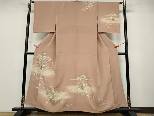 平和屋着物●創業460年・千總　訪問着　風景草花文　暈し染め　金彩　鬼しぼ縮緬　京王百貨店扱い　正絹　逸品　CABA1768ut