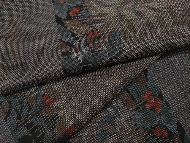 平和屋着物●本場大島紬　9マルキ　草花間道　正絹　逸品　CABA1778ut