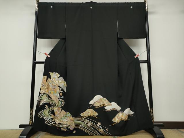 平和屋着物●創業460年・千總　黒留袖　駒刺繍　宝尽くし吉祥文　金彩　正絹　逸品　CABA1807ut