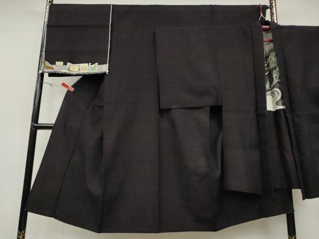 平和屋着物●男性　本場結城紬　重要無形文化財　アンサンブル　霞文　鉄黒色　奥順織物謹製　証紙付き　正絹　逸品　CABA1813ut