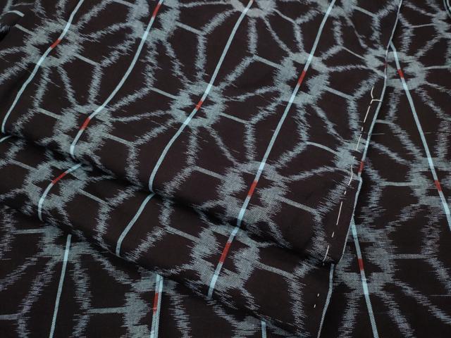 平和屋着物●久留米絣　単衣　麻の葉文様　綿　逸品　CABA1818ut