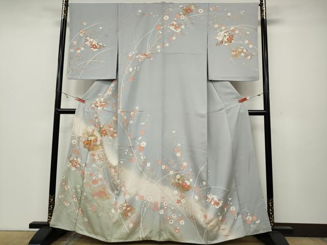 平和屋着物●訪問着　駒刺繍　松皮菱枝花文　暈し染め　金彩　ますいわ屋扱い　正絹　逸品　CABA1853ut
