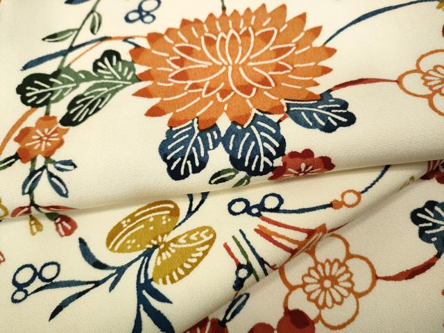 平和屋着物●上質な小紋　型染め　立波飛鳥花文　正絹　逸品　CABA1872ut