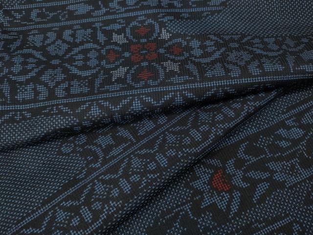 平和屋着物●本場大島紬　7マルキ　エ霞吉祥花文　正絹　逸品　CABA1948ut