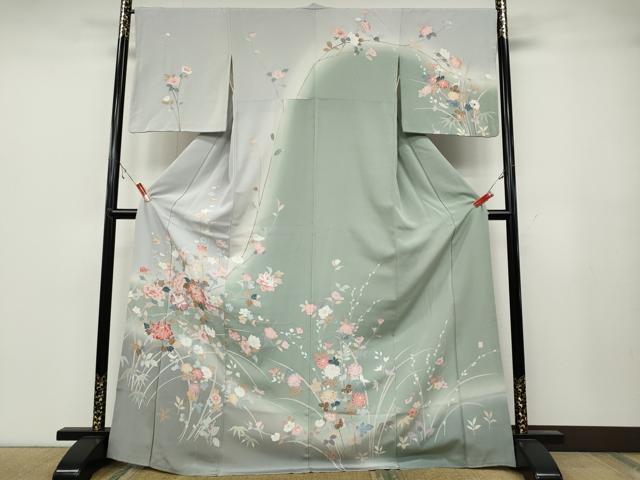 平和屋着物●訪問着　友禅　作家物　草花文　暈し染め　正絹　逸品　CABA1972ut