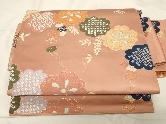 平和屋着物●つけ帯　唐織　舞花文　金糸　正絹　逸品　CABA2172dy