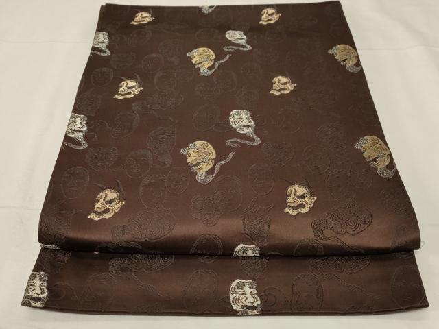 平和屋着物●アンティーク　六通柄　京袋帯　お面　金銀糸　三越扱い　正絹　逸品　CABA2191dy