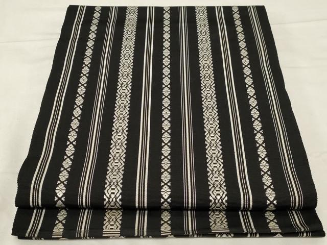 平和屋着物●本場筑前博多織　八寸名古屋帯　献上　黒地　正絹　逸品　CABA2206dy