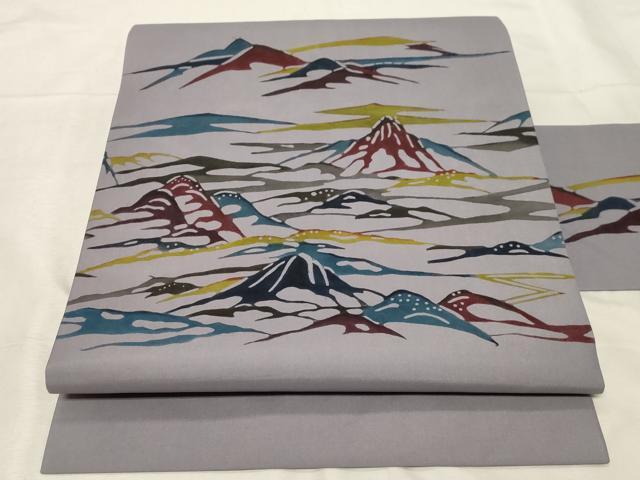 平和屋着物●白泥染の第一人者・絣の魔術師　恵積五郎　九寸名古屋帯　本場大島紬　紅型　遠山文　正絹　逸品　CABA2241dy