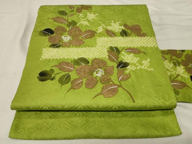 平和屋着物●九寸名古屋帯　絞り　草花文　金彩　正絹　逸品　CABA2245dy