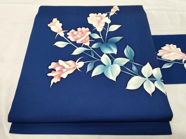 平和屋着物●塩瀬　九寸名古屋帯　手描き　草花文　正絹　逸品　CABA2246dy