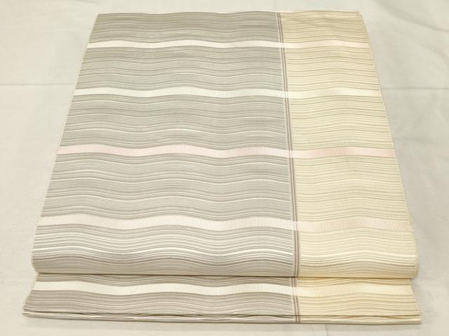 平和屋着物●本場筑前博多織　八寸名古屋帯　横段文　正絹　逸品　CABA2254dy