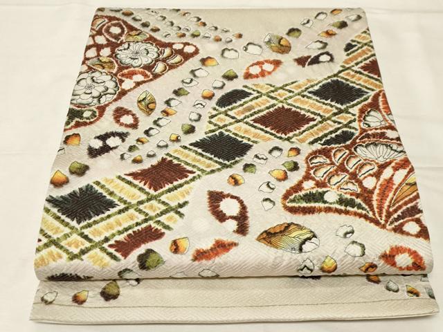 平和屋着物●六通柄袋帯　絞り　辻が花　銀通し地　正絹　逸品　CABA2280dy