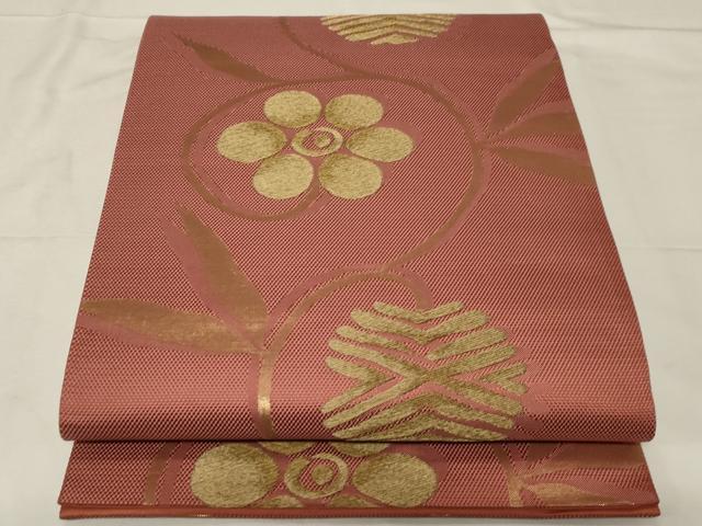 平和屋着物●六通柄袋帯　笹蔓　金糸　正絹　逸品　CABA2289dy