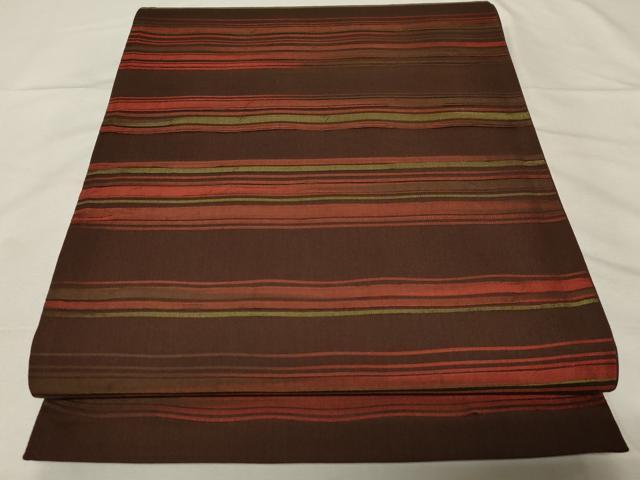 平和屋着物●六通柄袋帯　ふくれ織　横段文　正絹　逸品　未使用　CABA2292dy