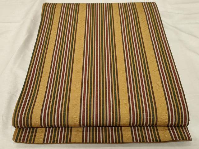 平和屋着物●両面　全通柄袋帯　縞　綿　逸品　未使用　CABA2297dy