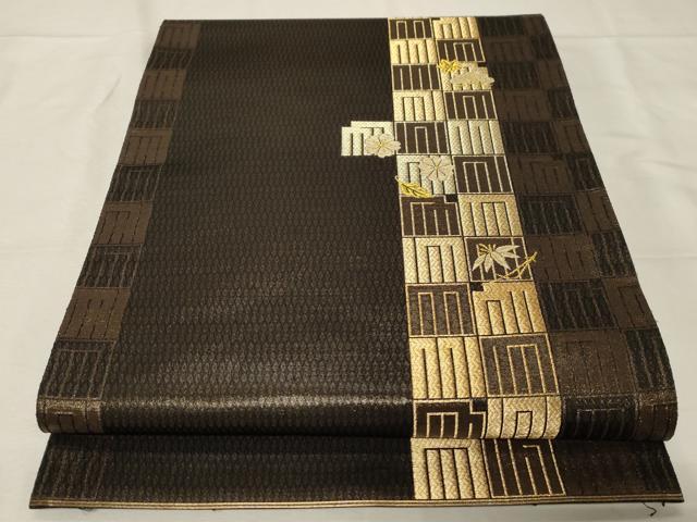 平和屋着物●六通柄袋帯　源氏香吹寄せ花文　金糸　正絹　逸品　CABA2314dy