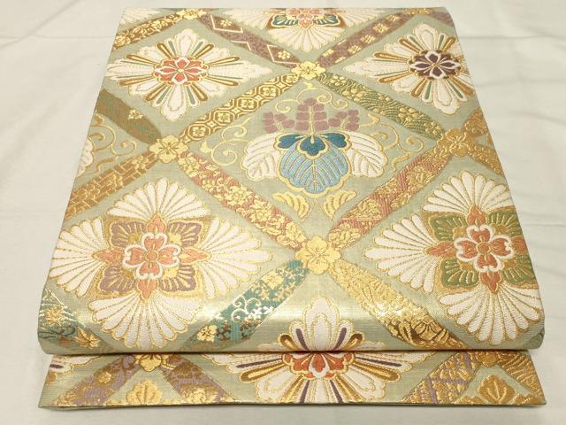 平和屋着物●六通柄袋帯　唐織　彩寛文　金糸　三越扱い　正絹　逸品　CABA2327dy