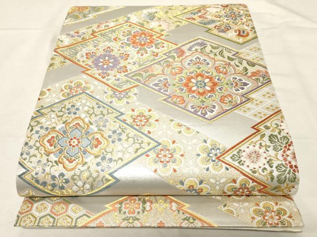 平和屋着物●六通柄袋帯　松皮菱正倉院華紋　金銀糸　正絹　逸品　未使用　CABA2335dy