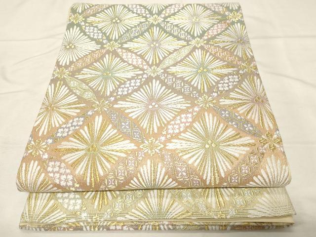 平和屋着物●六通柄袋帯　唐織　七宝花文　金糸　正絹　逸品　CABA2339dy