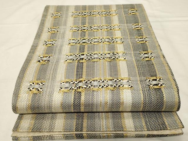 平和屋着物▽スリーシーズン　春夏秋　太鼓柄袋帯　組織　吉祥文　金糸　正絹　逸品　CABA2341dy