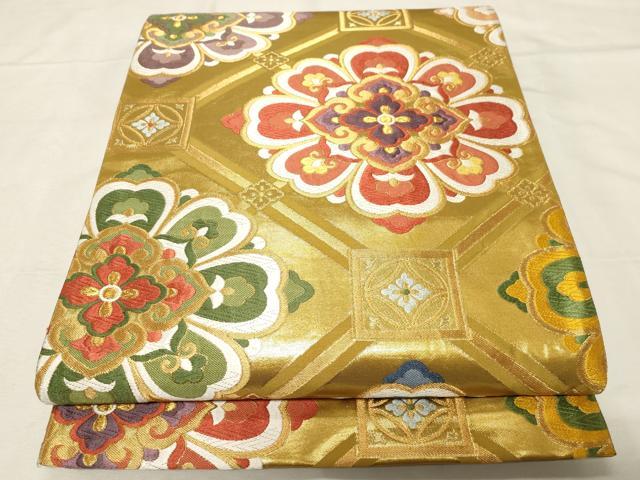 平和屋着物●六通柄袋帯　唐織　端祥錦　正倉院　金糸　正絹　逸品　CABA2345dy