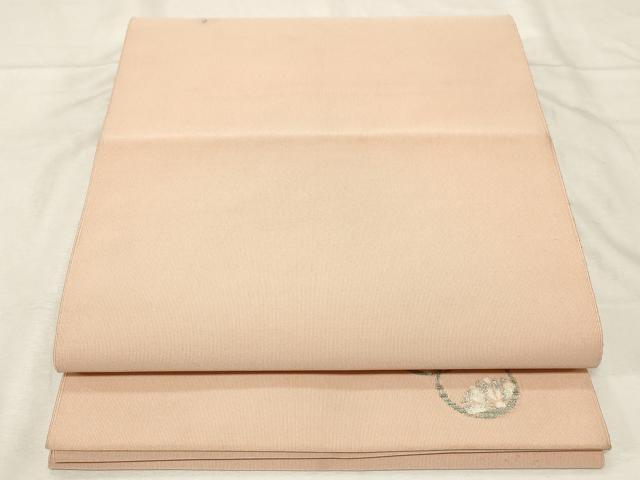 平和屋着物●爪＆#25620；き本綴れ　八寸名古屋帯　ワンポイント花丸文　水柿色　正絹　逸品　CABA2371dy