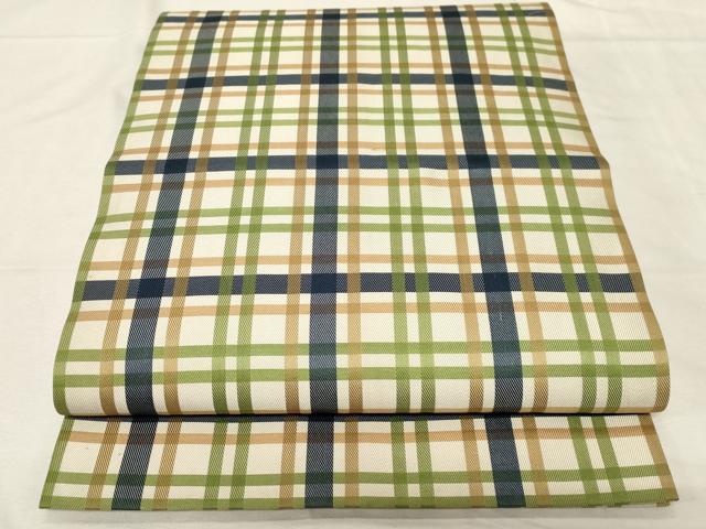 平和屋着物●九寸開き名古屋帯　格子柄　正絹　逸品　CABA2380dy