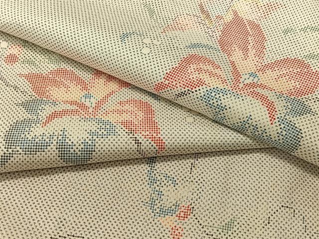 平和屋着物●本場白大島紬　7マルキ　草花文　正絹　逸品　CABA4406vp