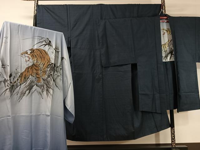 平和屋着物●男性　本場大島紬　アンサンブル　長襦袢セット　100亀甲　総詰め　正絹　逸品　未使用　CABA4650vp