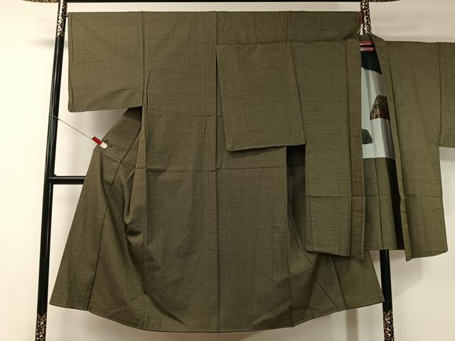 平和屋着物●男性　お召　アンサンブル　120亀甲　正絹　逸品　CABA4667vp