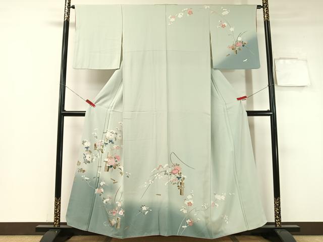 平和屋着物●訪問着　友禅　竹筒花文　暈し染め　三越扱い　正絹　逸品　CABA4717vp