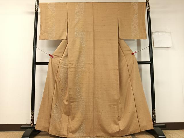 平和屋着物●訪問着　白山紬　刺繍　立波葡萄蔦の葉間道　金糸　正絹　逸品　CABA4737vp