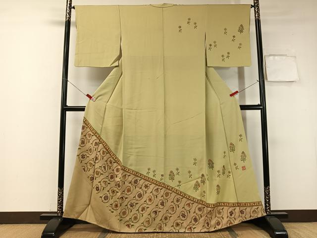 平和屋着物●景山雅史　訪問着　更紗唐草文　金彩　正絹　逸品　CABA4739vp