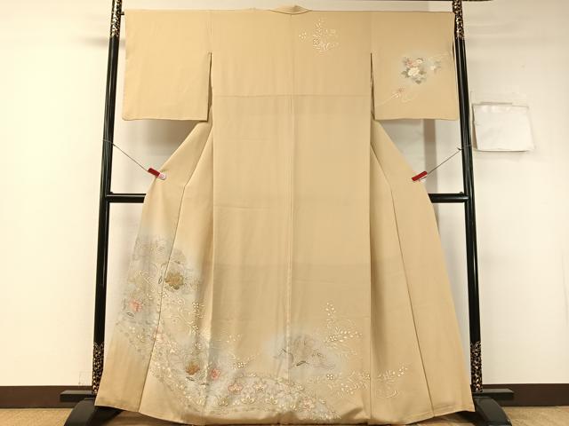 平和屋着物●訪問着　駒刺繍　流水更紗唐草文　暈し染め　金彩　正絹　逸品　CABA4744vp