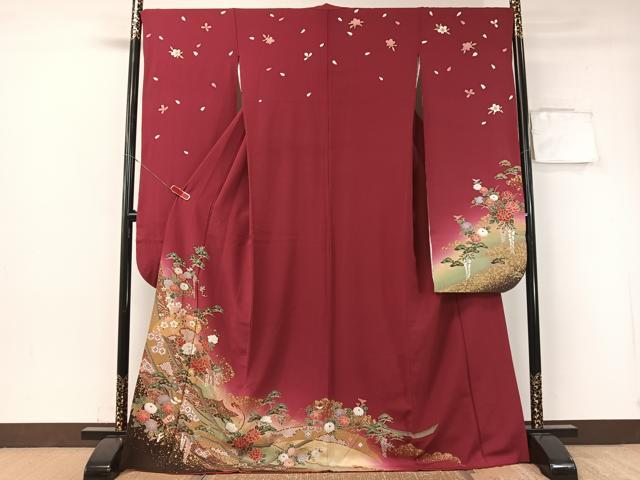 平和屋着物●豪華振袖　檜扇熨斗花文　暈し染め　金彩　正絹　逸品　CABA4755vp