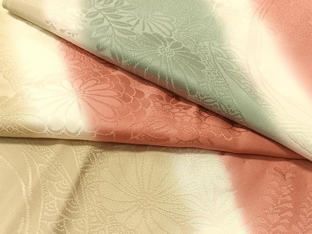 平和屋着物●長襦袢　無双仕立て　斜線　雲取り几帳花地紋　半衿刺繍　正絹　逸品　CABA4777vp