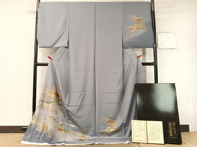 平和屋着物●訪問着　嵐峡　人物風景文　暈し染め　本金　上代68万　共箱・分析通知書付き　仮絵羽　正絹　逸品　未使用　CABA4787vp