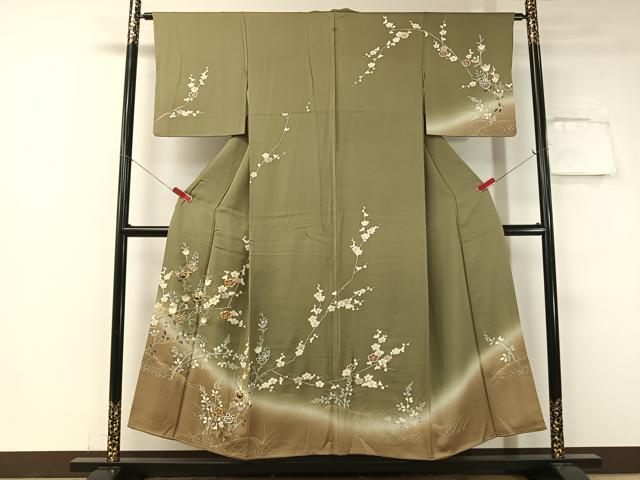 平和屋着物●訪問着　駒刺繍　枝花文　暈し染め　金彩　三越扱い　正絹　逸品　CABA4799vp
