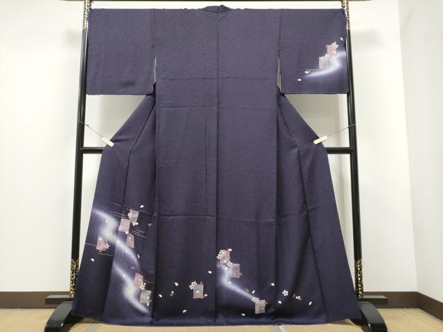 平和屋着物●訪問着　色紙舞桜文　暈し染め　金彩　正絹　逸品　CABA4815hy