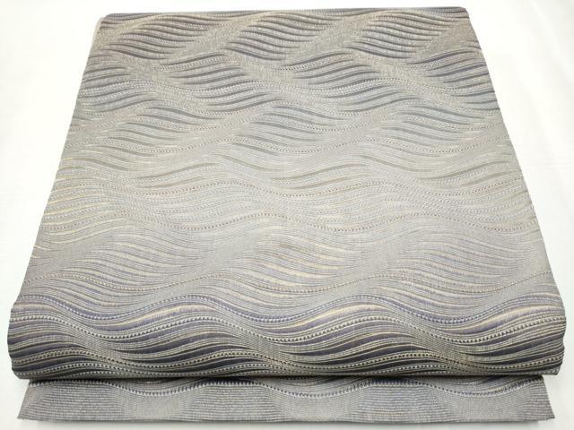 平和屋着物●ひなや工房　くむ・あむ・おる　伊豆蔵明彦　太鼓柄袋帯　よろけ縞　金糸　正絹　逸品　CABA4843hy