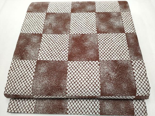 平和屋着物●六通柄袋帯　唐織　市松鹿の子文　正絹　逸品　CABA4849hy