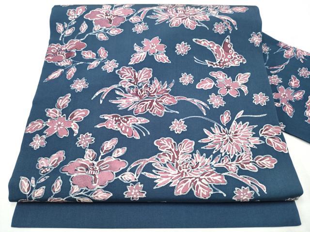 平和屋着物●塩瀬　九寸名古屋帯　手描き　ろうけつ染　花蝶文　正絹　逸品　CABA4871hy