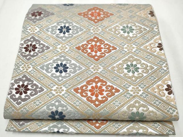 平和屋着物●六通柄袋帯　唐織　菱花唐草文　截金箔　正絹　逸品　CABA4906hy