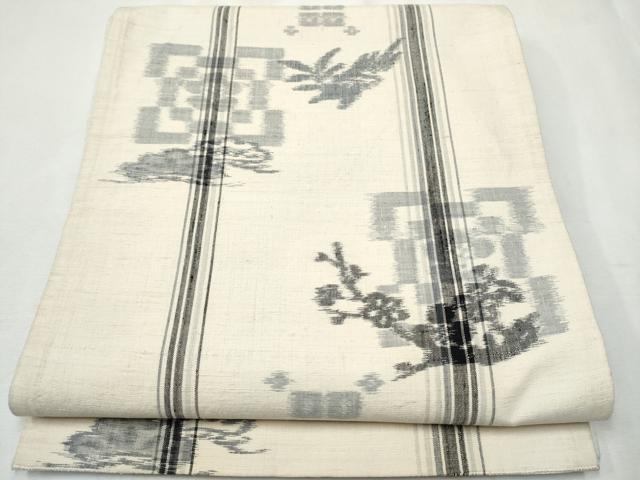 平和屋着物●全通柄袋帯　紬地　松竹梅　正絹　逸品　CABA4910hy