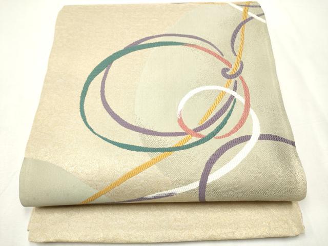 平和屋着物▽西陣　スリーシーズン　春夏秋　六通柄袋帯　抽象文　証紙付き　上代47万　正絹　逸品　CABA4914hy