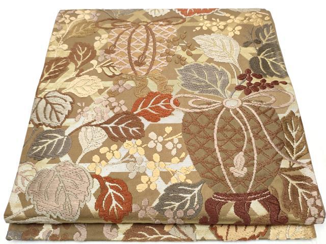 平和屋着物●六通柄袋帯　唐織　仕覆花文　金糸　正絹　逸品　CABA4933hy